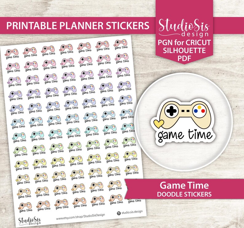 Printable Game Time Doodle | Planner Stickers | Cut Files - Etsy