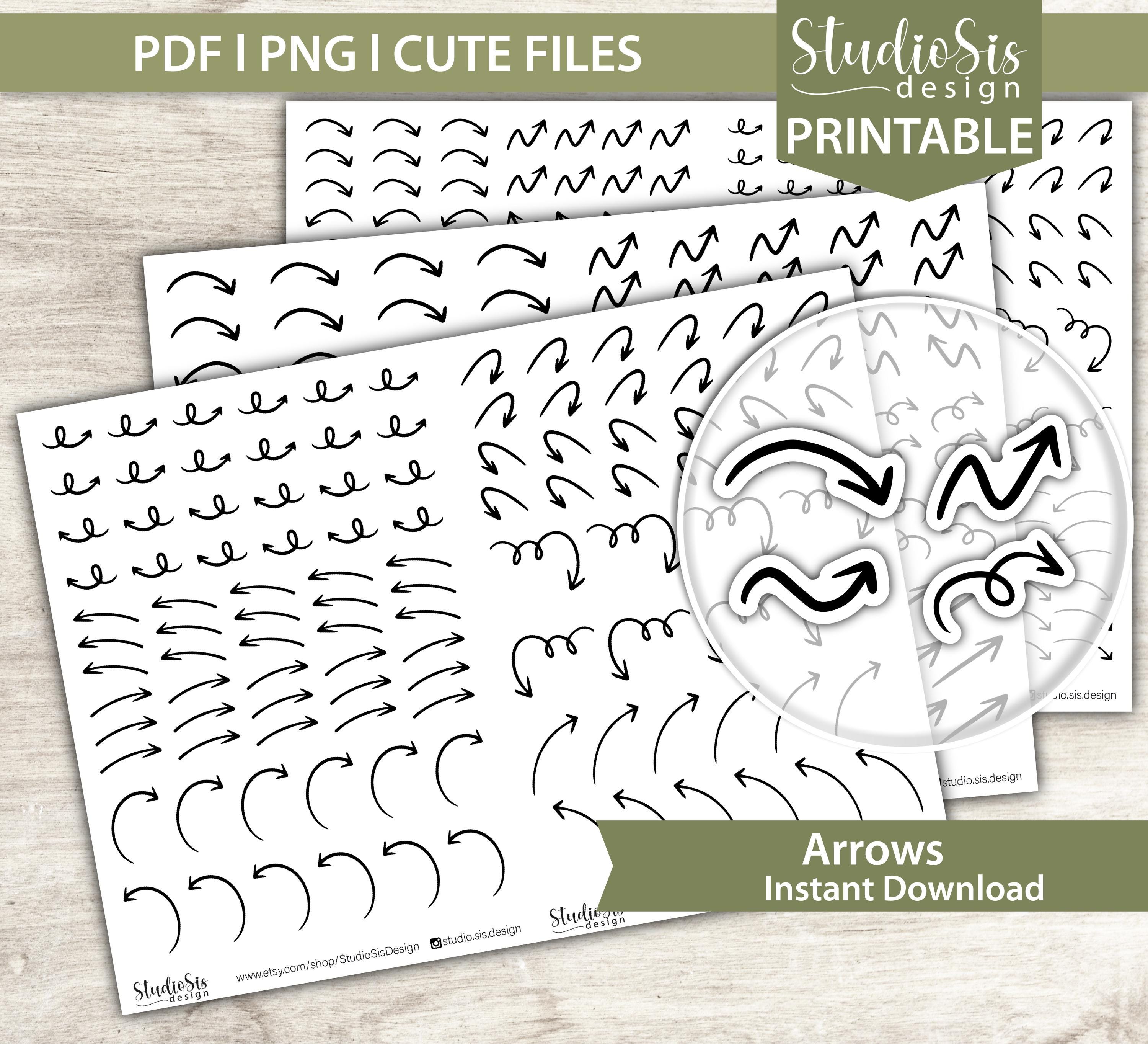 Arrows, Printable Planner Stickers, Bullet Journal Stickers, Erin ...