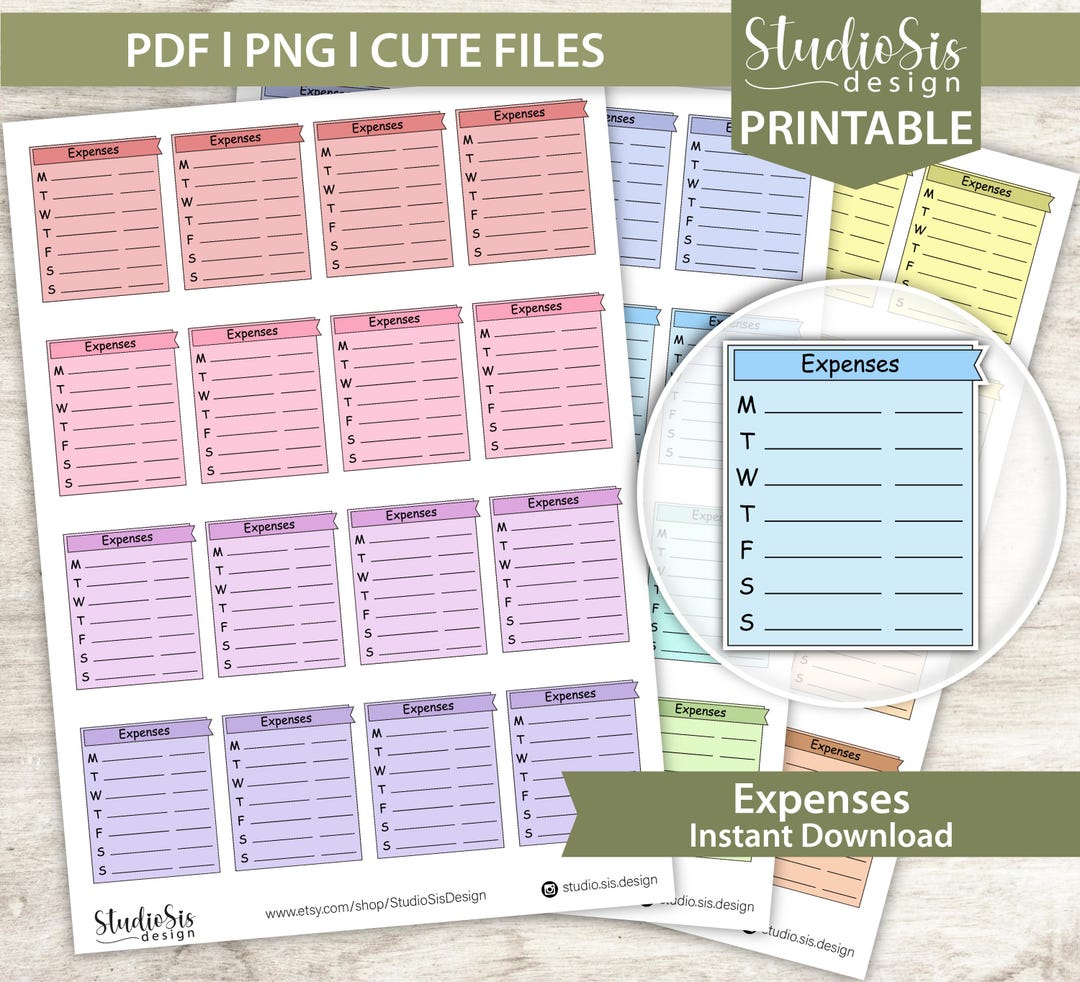 Weekly Expenses Box, Printable Planner Stickers, Bullet Journal ...