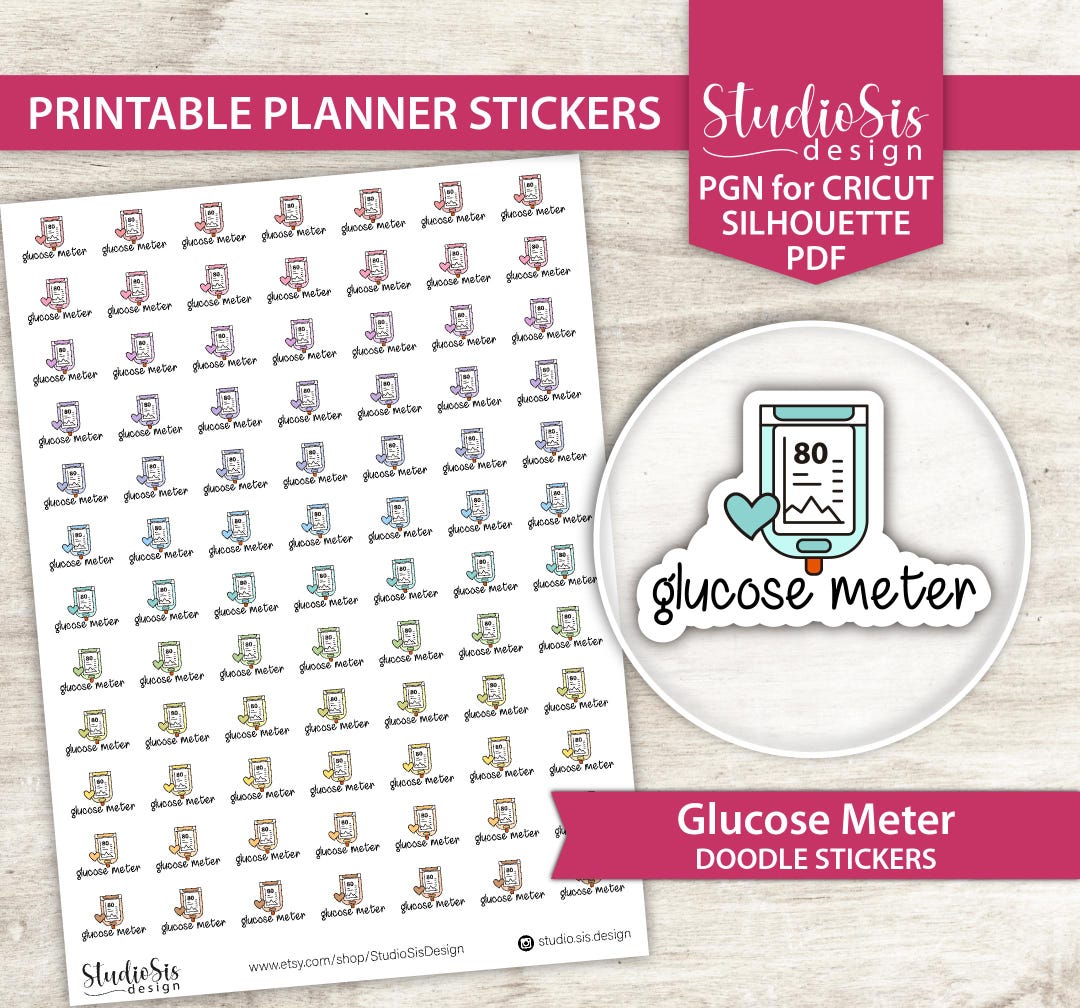 Printable Glucose Meter Doodle | Planner Stickers | Everiday Life ...