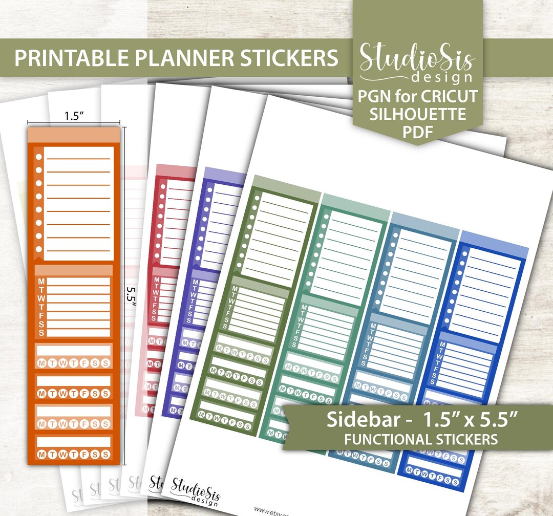 Sidebar, Printable Planner Stickers, Bullet Journal, Erin Condren ...