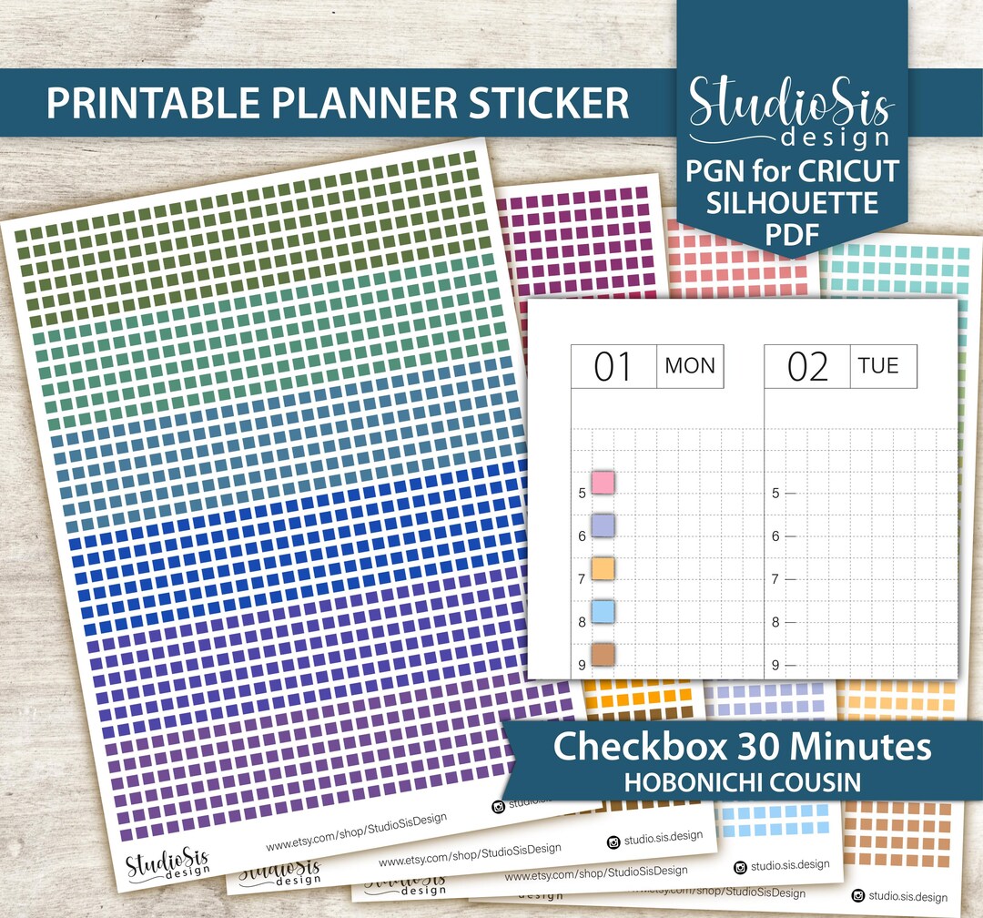 Printable Checkbox 30 Minutes Time Strip | Hobonichi Cousin Planner ...
