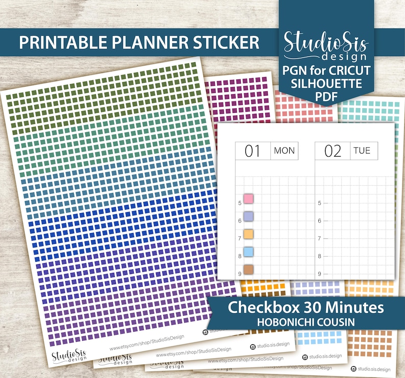 Printable Checkbox 30 Minutes Time Strip | Hobonichi Cousin Planner ...
