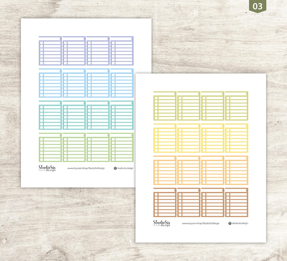 Checklist Planner Stickers, Full Box Stickers (digital Download) - Etsy