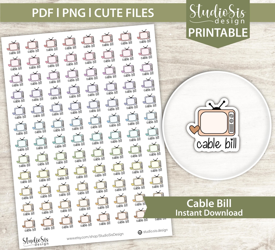 Cable Bill Planner Stickers | TV Icon Reminders (digital Download) - Etsy