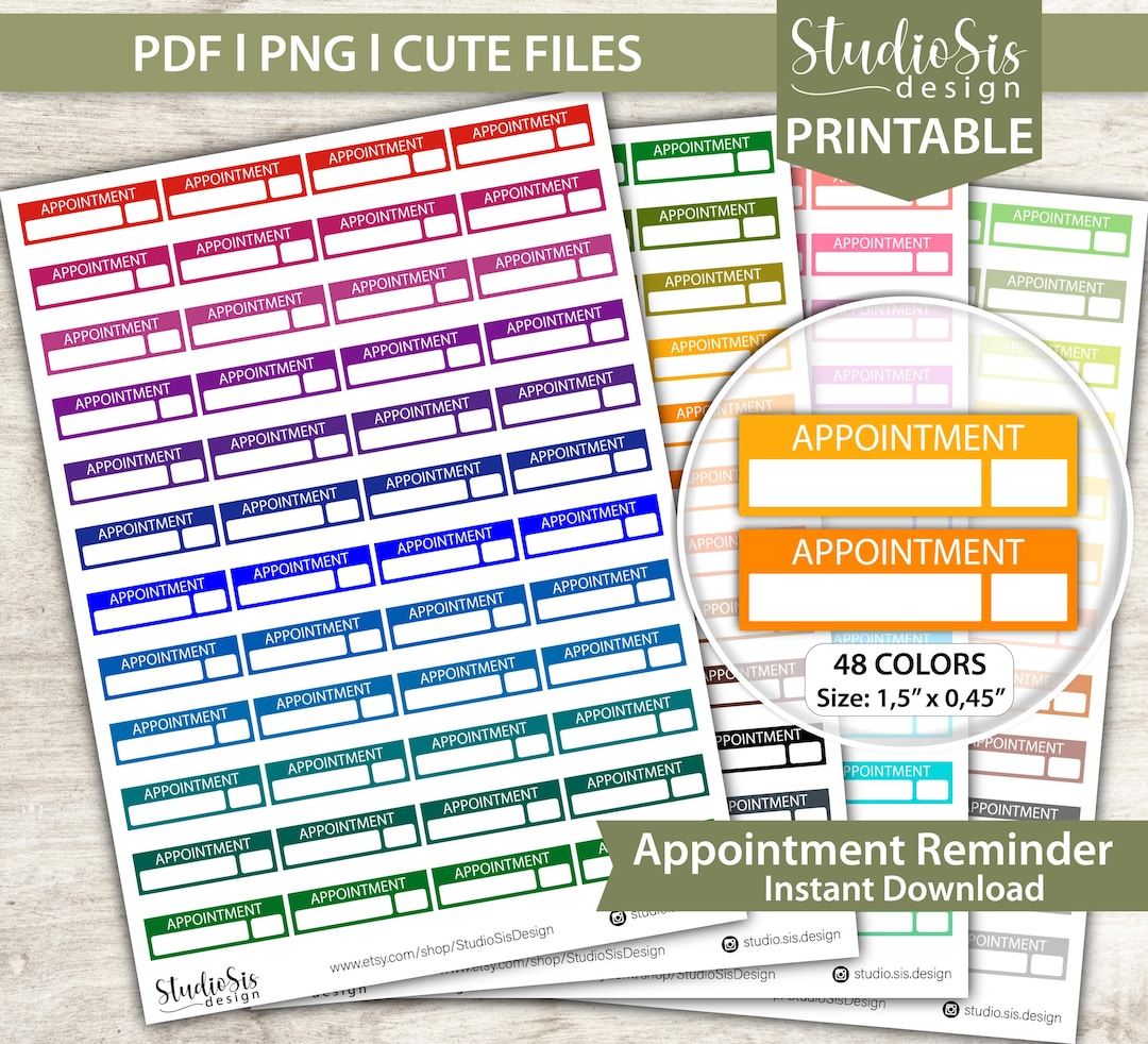 Appointment, Printable Planner Stickers, Bullet Journal Stickers, Erin ...