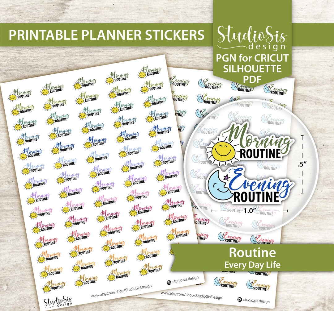 Routines, Printable Planner Stickers, Bullet Journal Stickers, Erin ...
