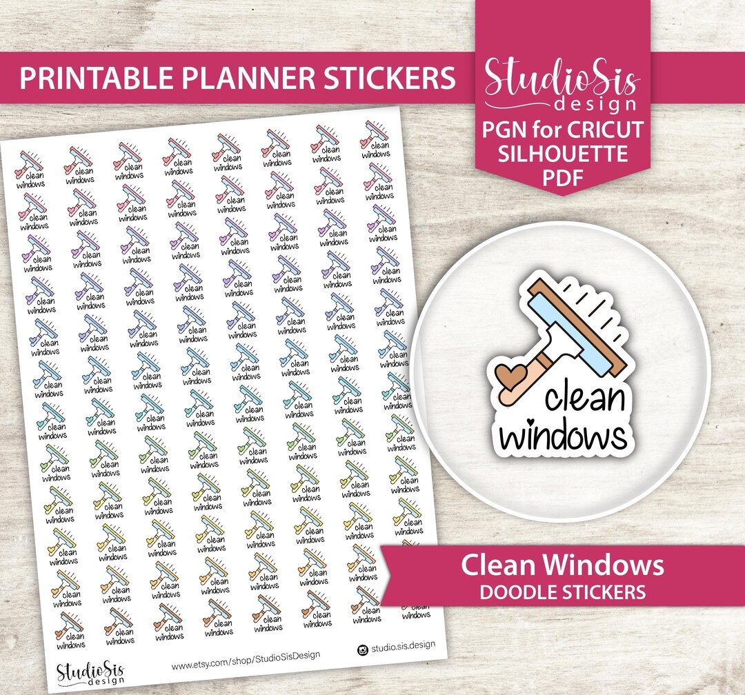 Printable Clean Windows Doodle | Planner Stickers | Everiday Life ...
