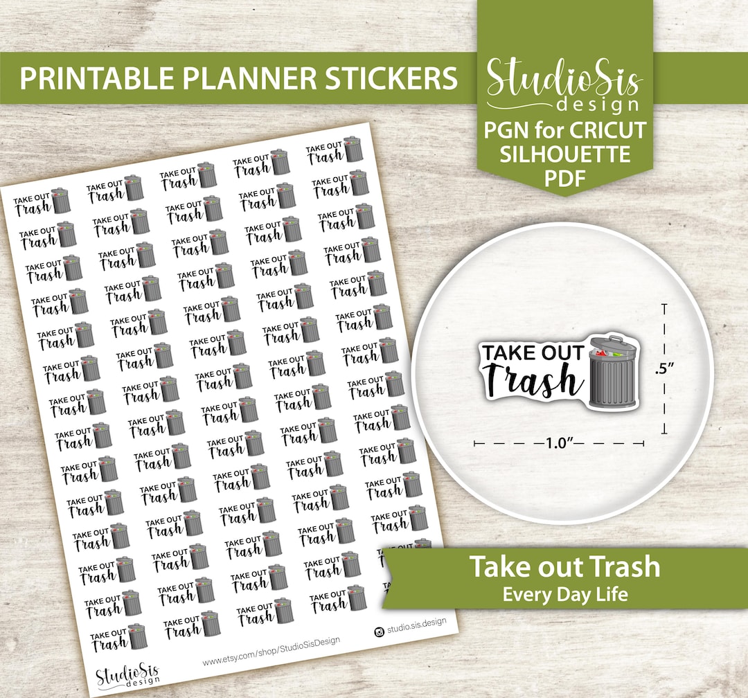 Take Out Trash, Printable Planner Stickers, Bullet Journal Stickers ...