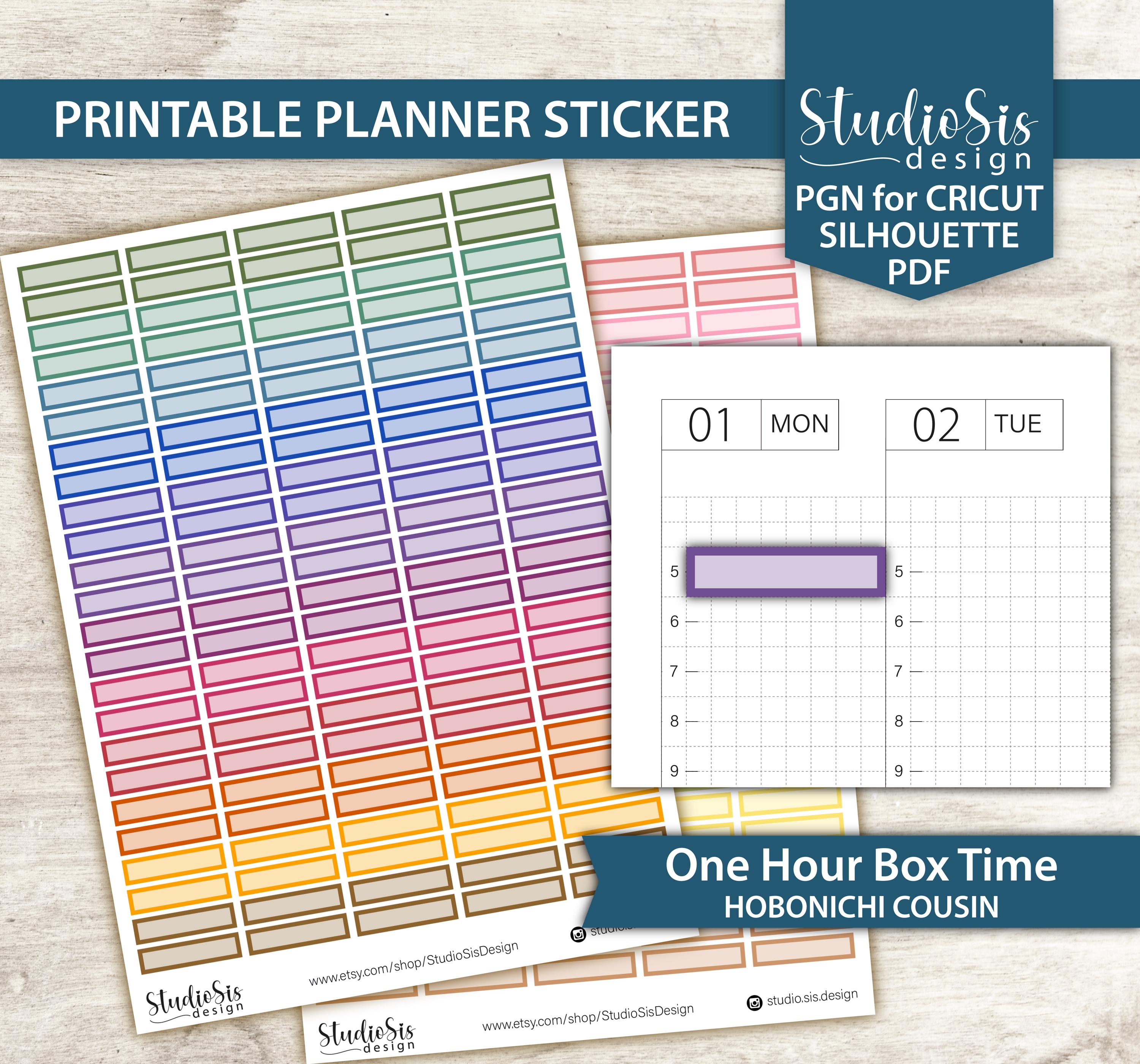 Printable One Hour Box Time | Hobonichi Cousin Planner Stickers | Cut ...