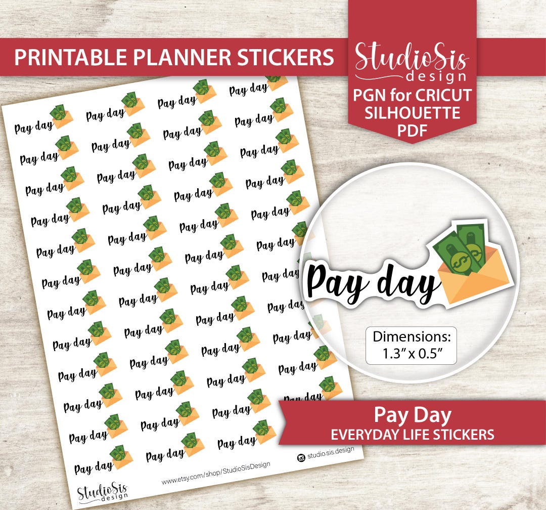Printable Pay Day | Planner Stickers | Everiday Life Script Stickers ...