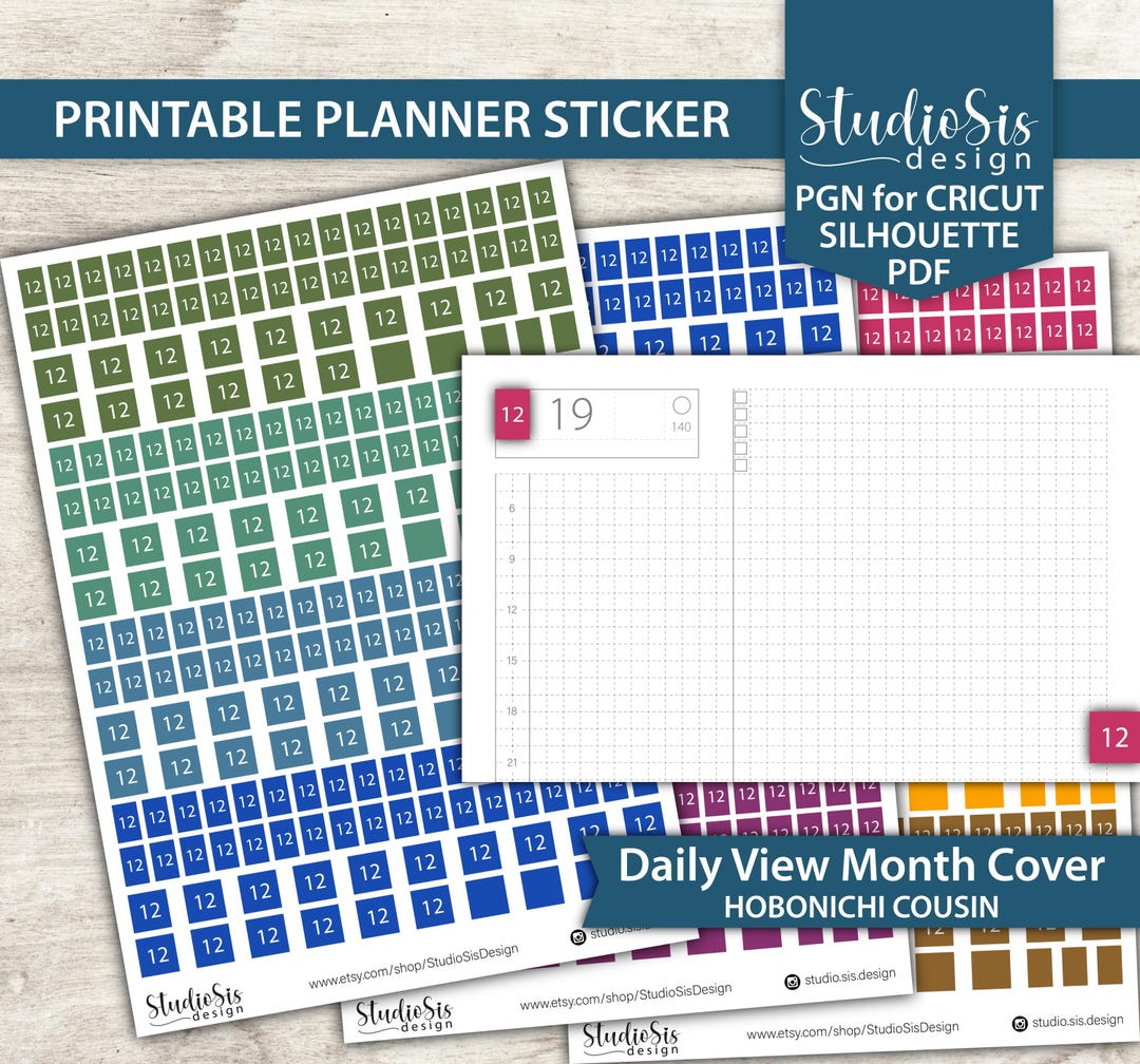 Printable Daily View Months Covers | Hobonichi Cousin Planner Stickers ...