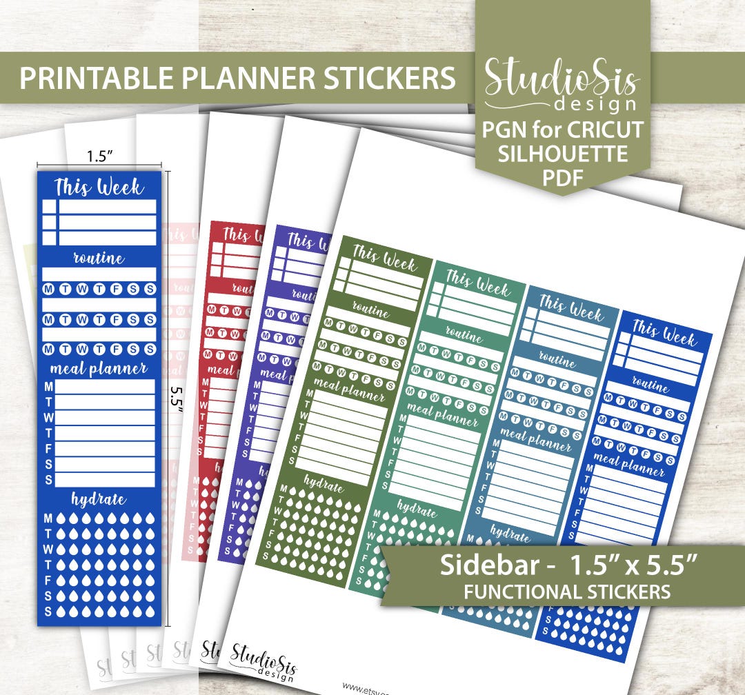 Sidebar, Printable Planner Stickers, Bullet Journal, Erin Condren ...