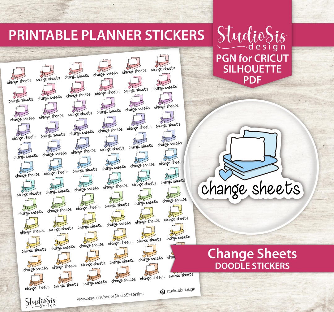 Printable Change Sheets Doodle | Planner Stickers | Everiday Life ...