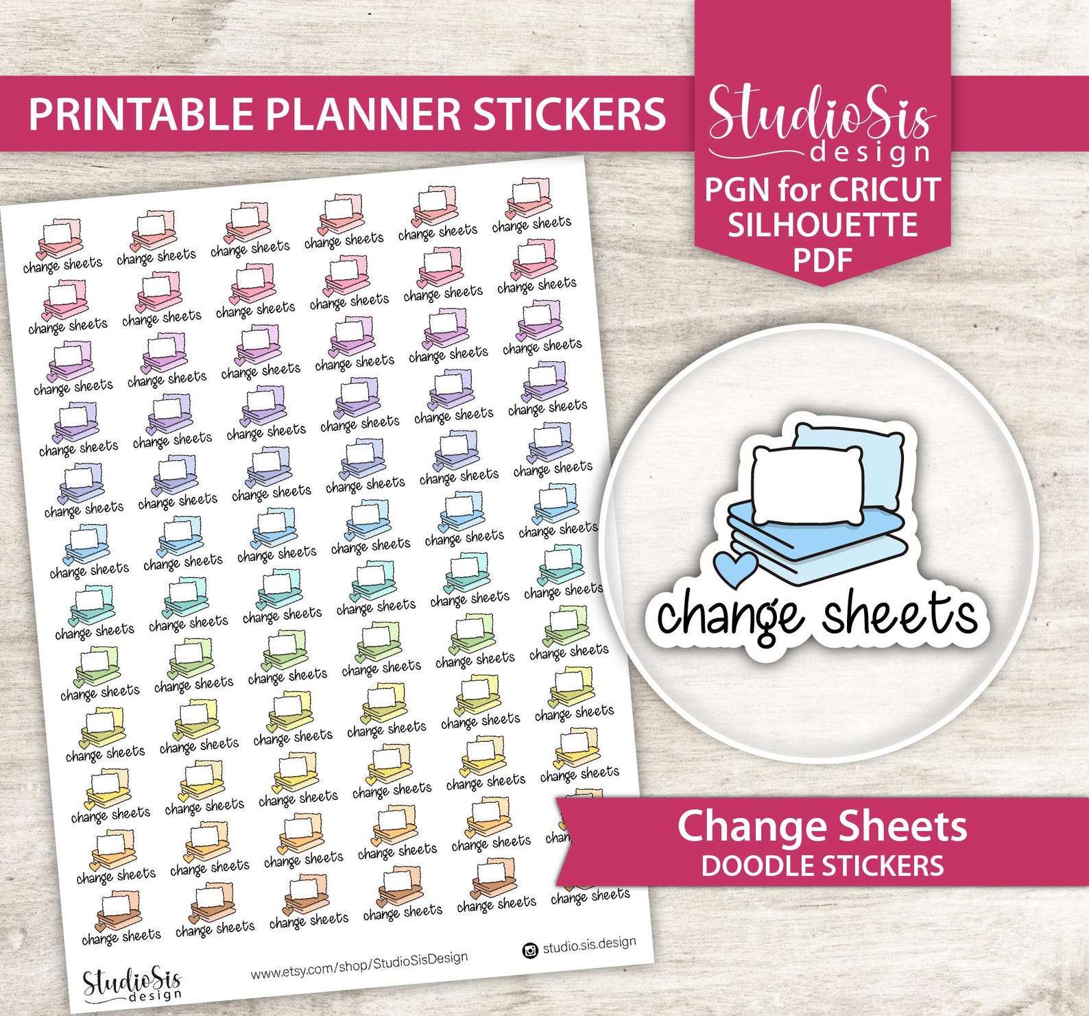 Printable Change Sheets Doodle | Planner Stickers | Everiday Life ...