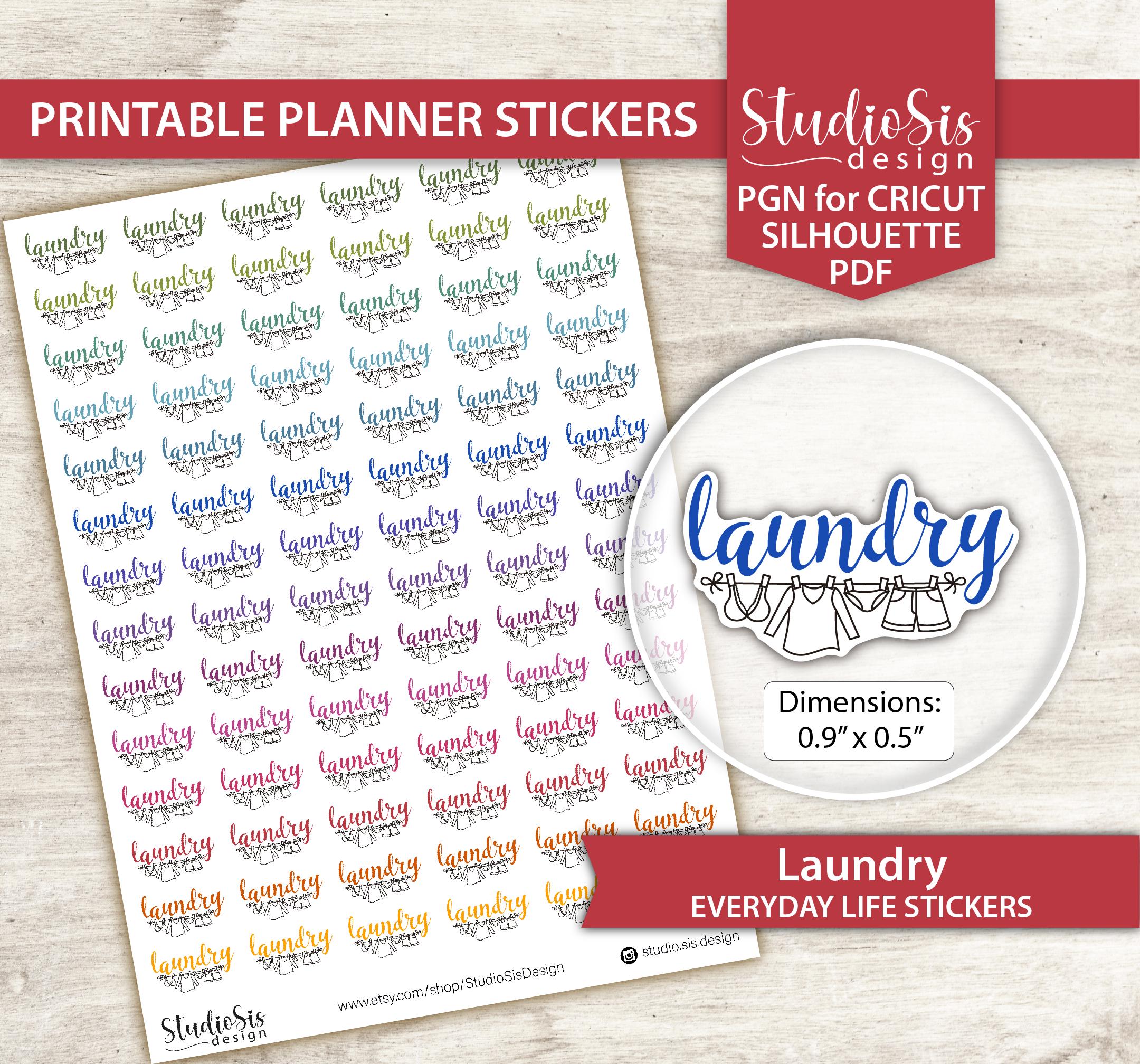 Printable Laundry | Planner Stickers | Everiday Life Script Stickers ...