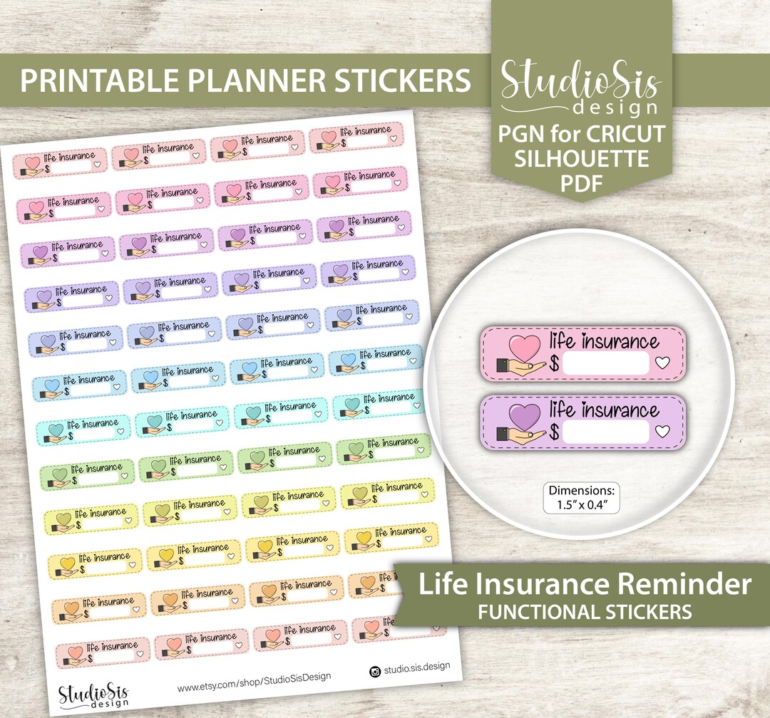Life Insurance, Printable Planner Stickers, Bullet Journal, Erin ...