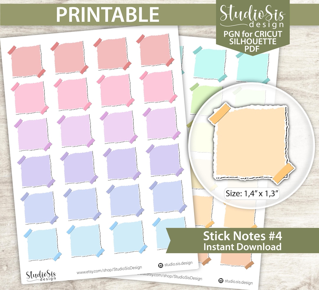 Stick Notes, Printable Planner Stickers, Bullet Journal Stickers, Erin ...