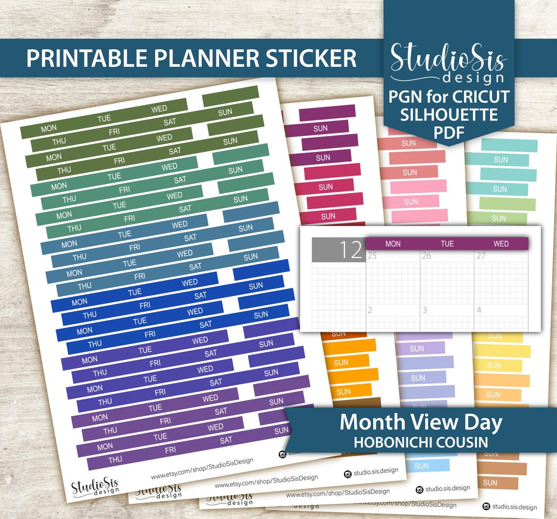 Printable Months View Day Week Covers | Hobonichi Cousin Planner ...
