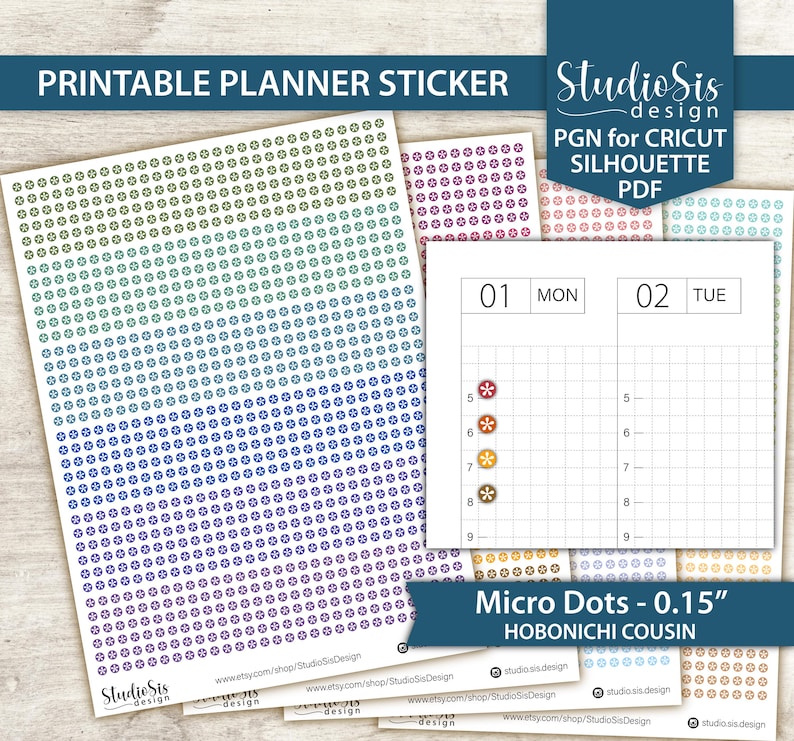 Printable Micro Dots | Hobonichi Cousin Planner Stickers | Cut Files - Etsy