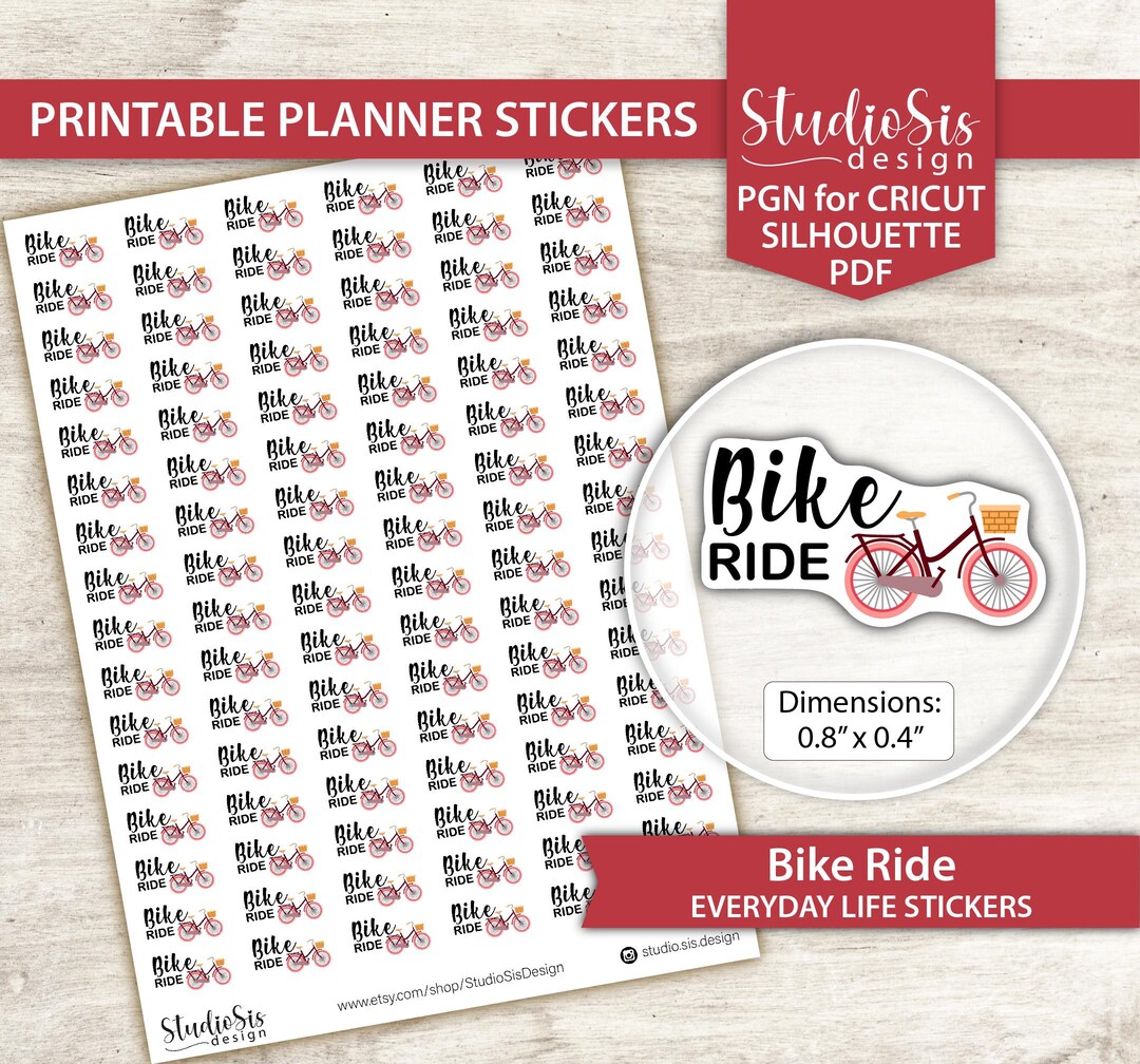 Printable Bike Ride | Planner Stickers | Everiday Life Script Stickers ...