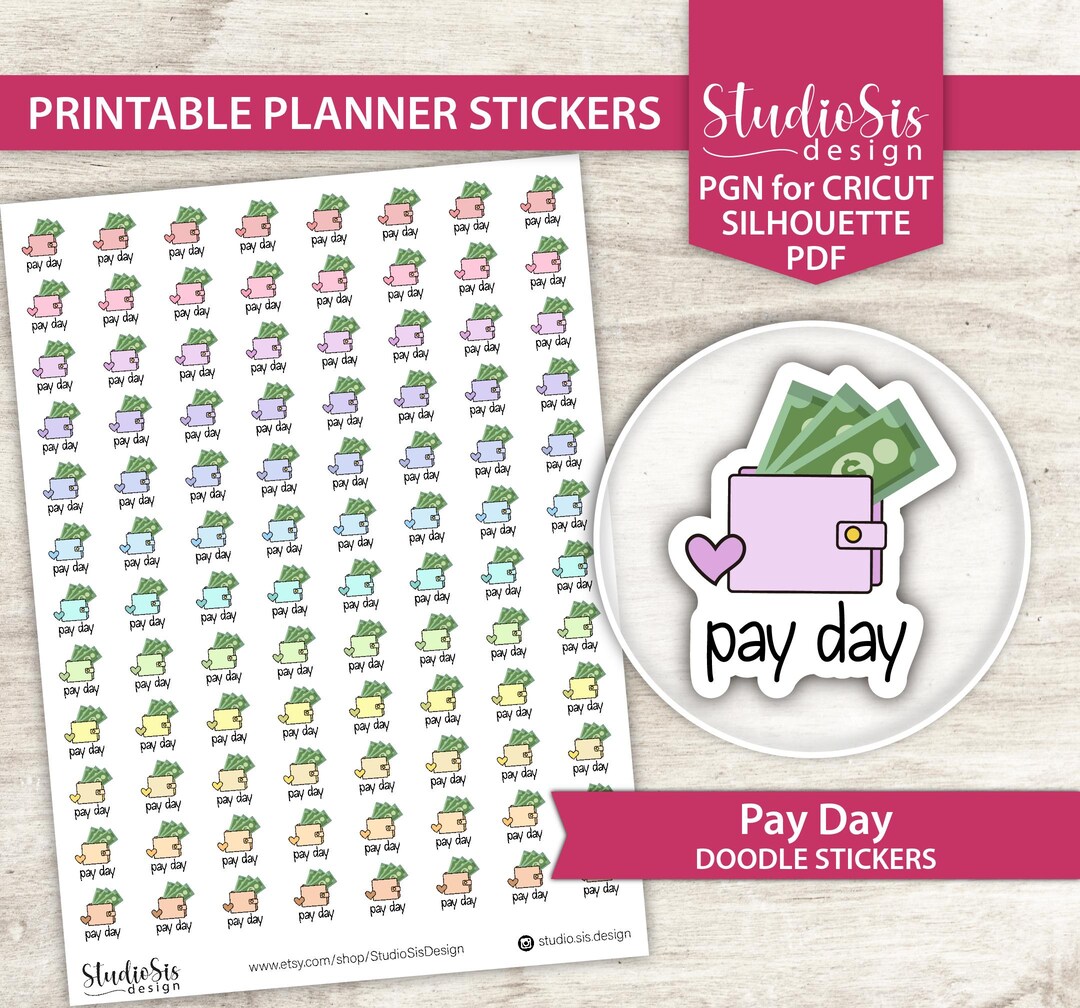 Printable Pay Day Doodle | Planner Stickers | Everiday Life Script ...