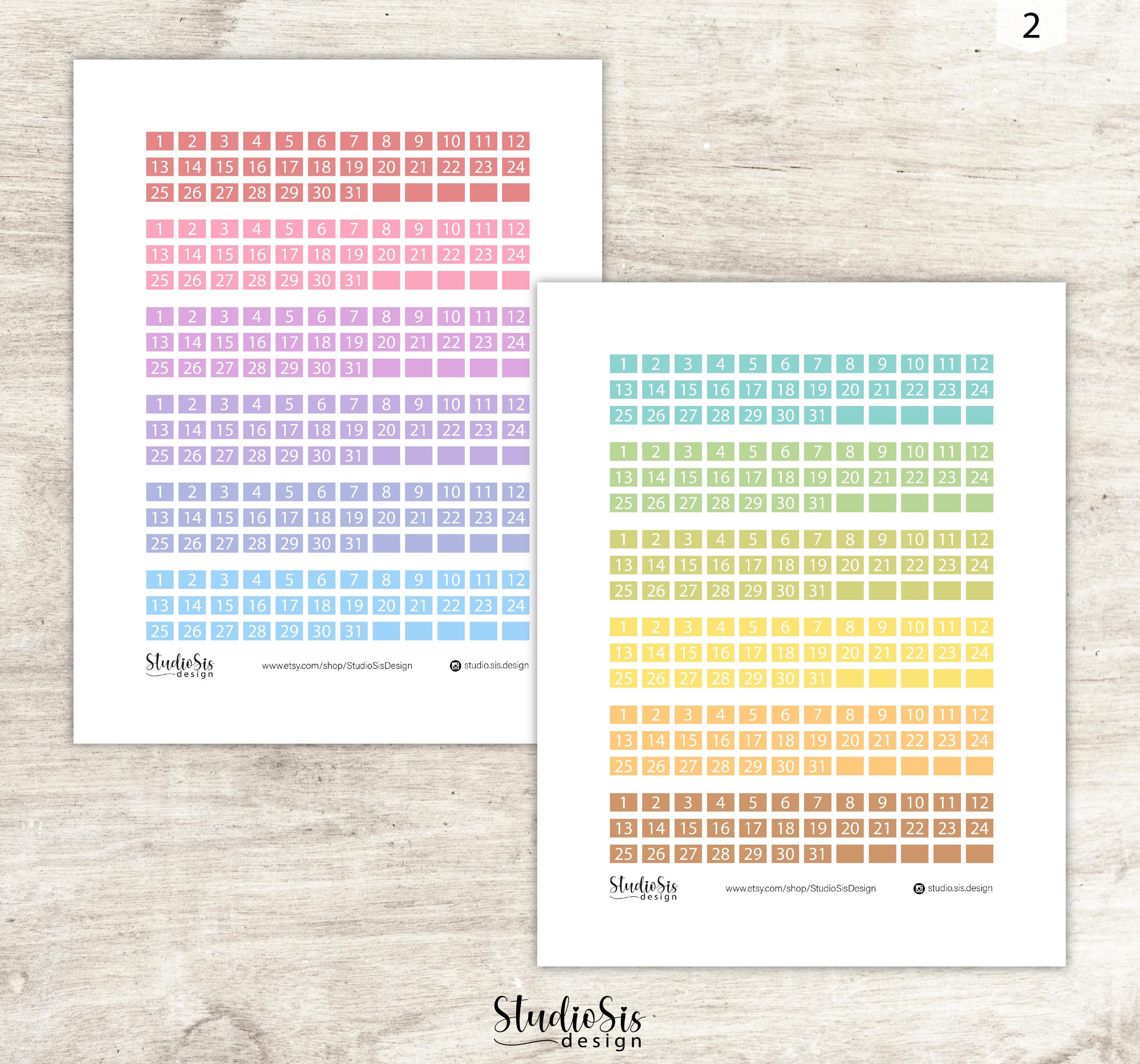 Printable Daily View Date Covers | Hobonichi Cousin Planner Stickers ...