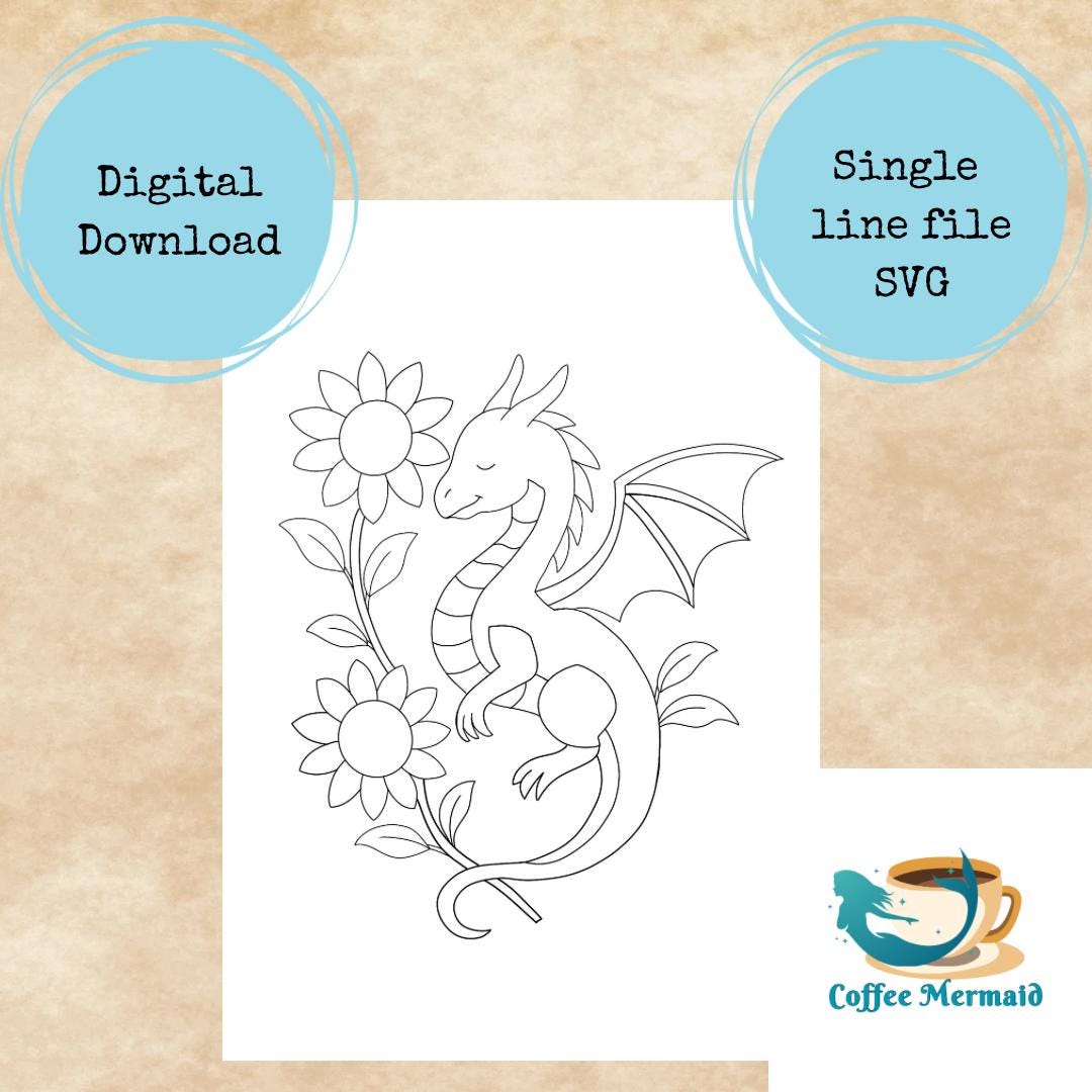 Sunflower Dragon Single File Line for Laser - Etsy
