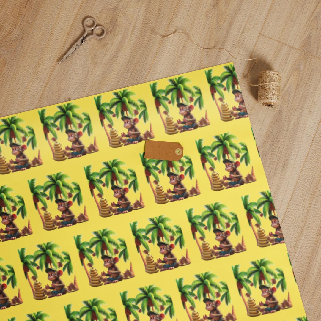 Gift Wrap Paper 2 Sizes - Nobby the Monkey Banana Stack Gift Wrap ...