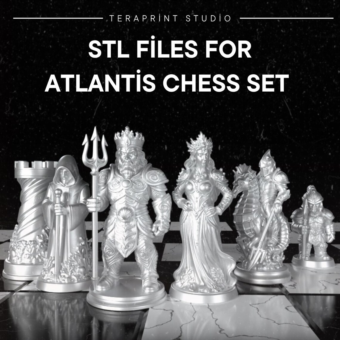 Atlantis Chess Set STL Files for 3D Printing - Etsy