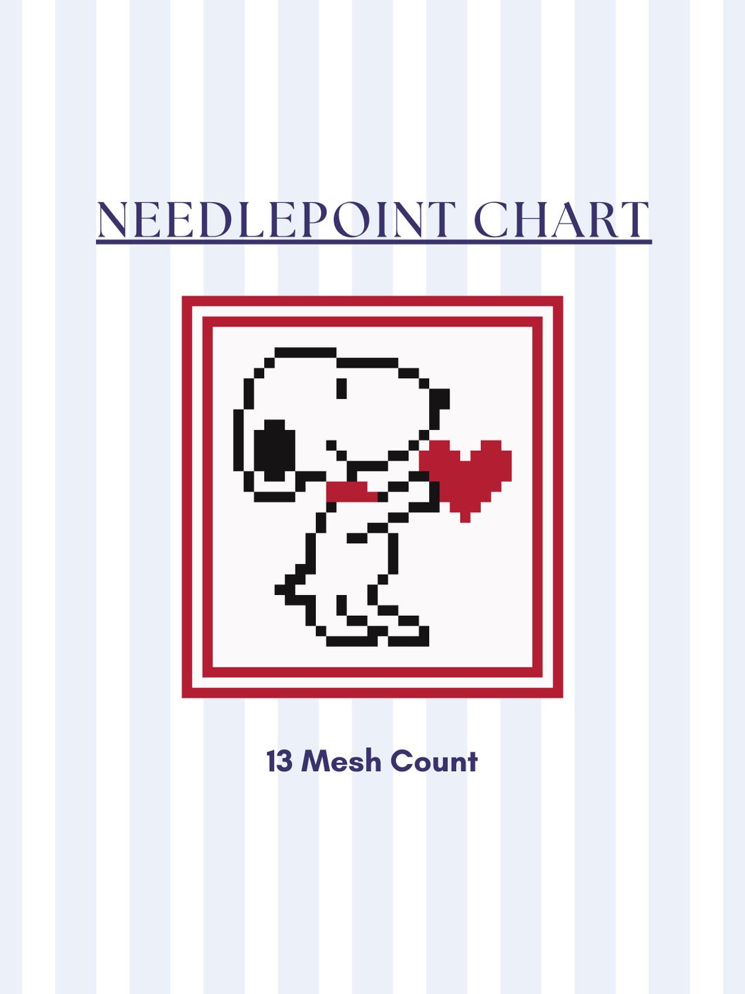 Snoopy Heart Valentine Canvas | Needlepoint Chart | 13 Mesh PDF - Etsy
