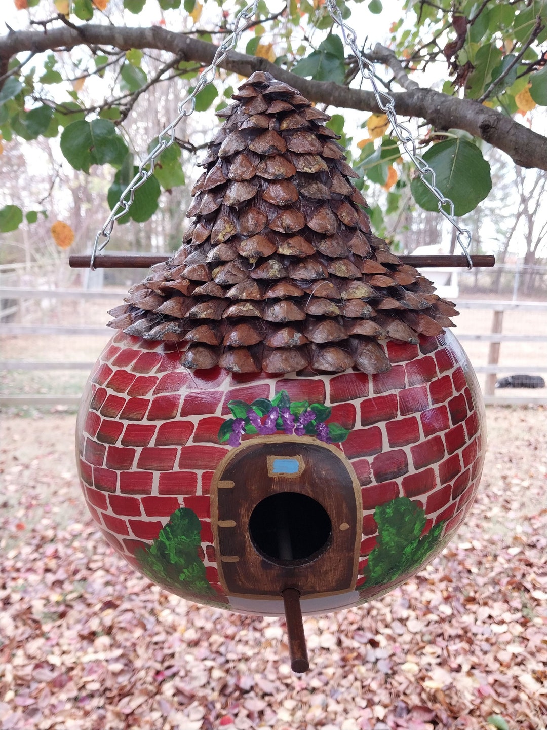 Pinecone Petal Old English Cottage Brick Gourd Birdhouse - Etsy