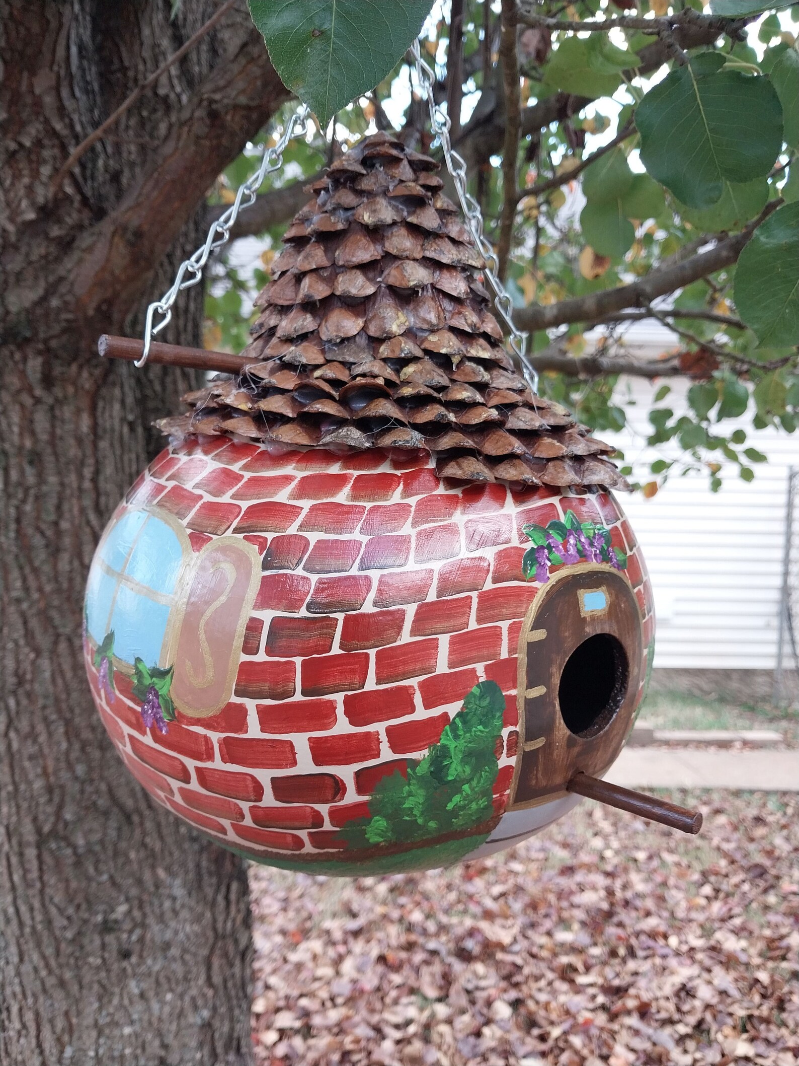 Pinecone Petal Old English Cottage Brick Gourd Birdhouse - Etsy