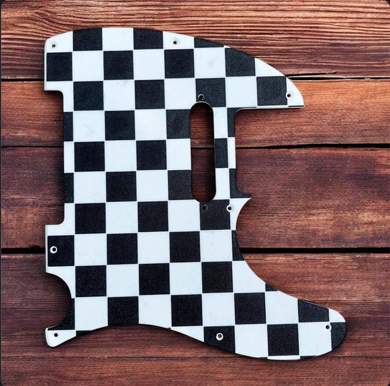 Custom 3D Printed Telecaster Pickguard - US/MIM 8 Hole, Checkerboard ...