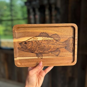 Bass Decorative Wood Tray, Wood Burned Gift - Etsy