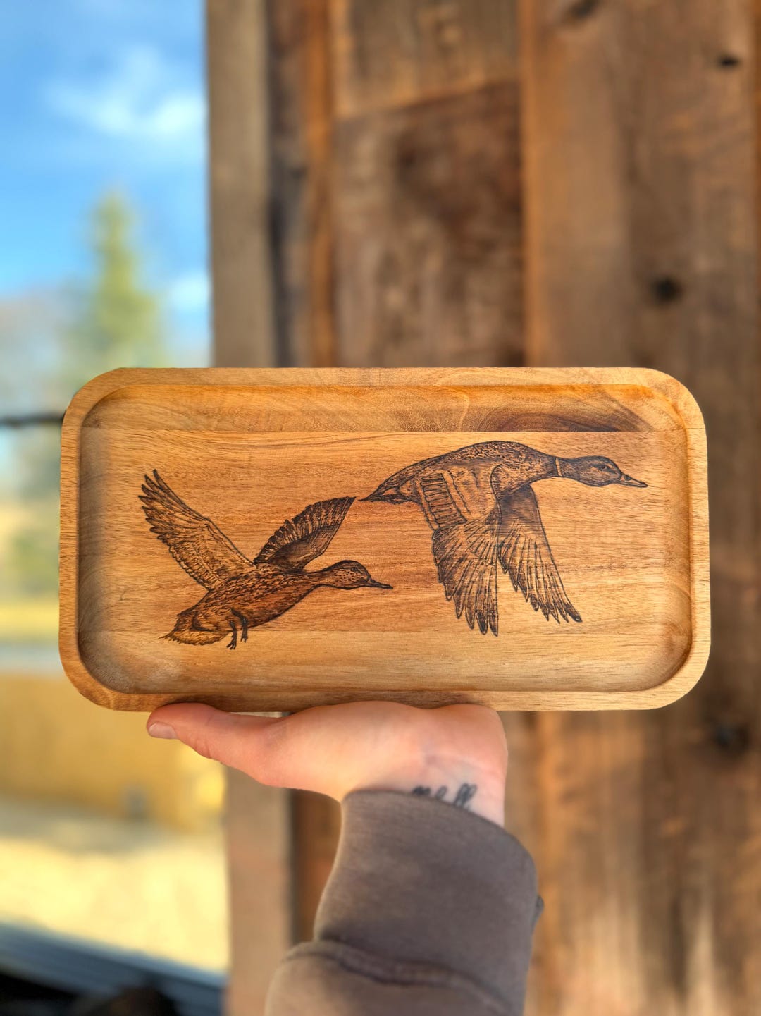 Wood Burned Duck Tray (custom) - Etsy
