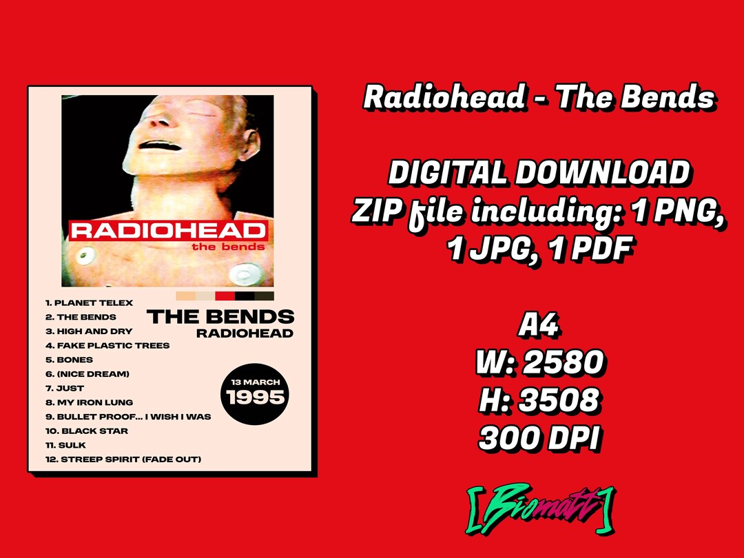 Radiohead - the Bends | Digital Album Poster | Art Poster Download ...