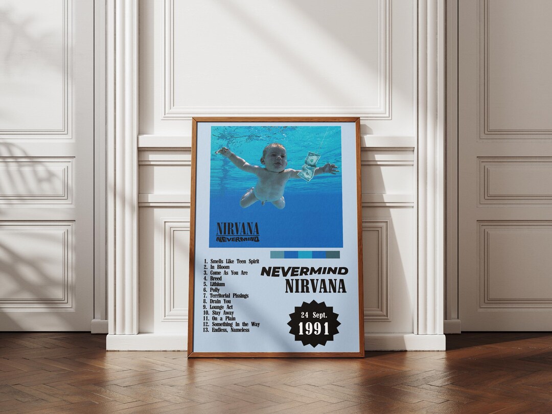 Nirvana Nevermind Poster | Digital Album Art Print | 90s Grunge Wall ...
