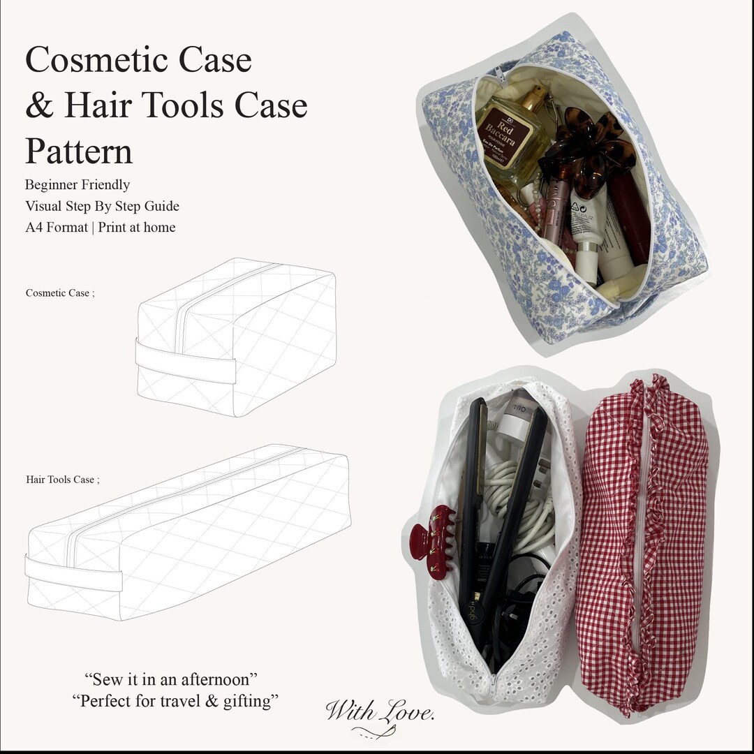 Cosmetic Case & Hair Tools Bag PDF Sewing Pattern – Beginner Friendly ...