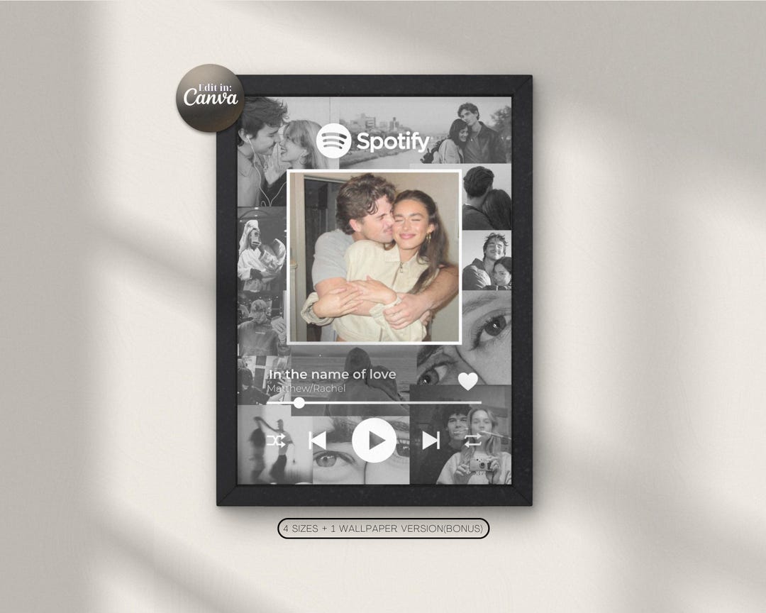 Personalized Spotify Art Template | Custom Couple Gift Printable ...