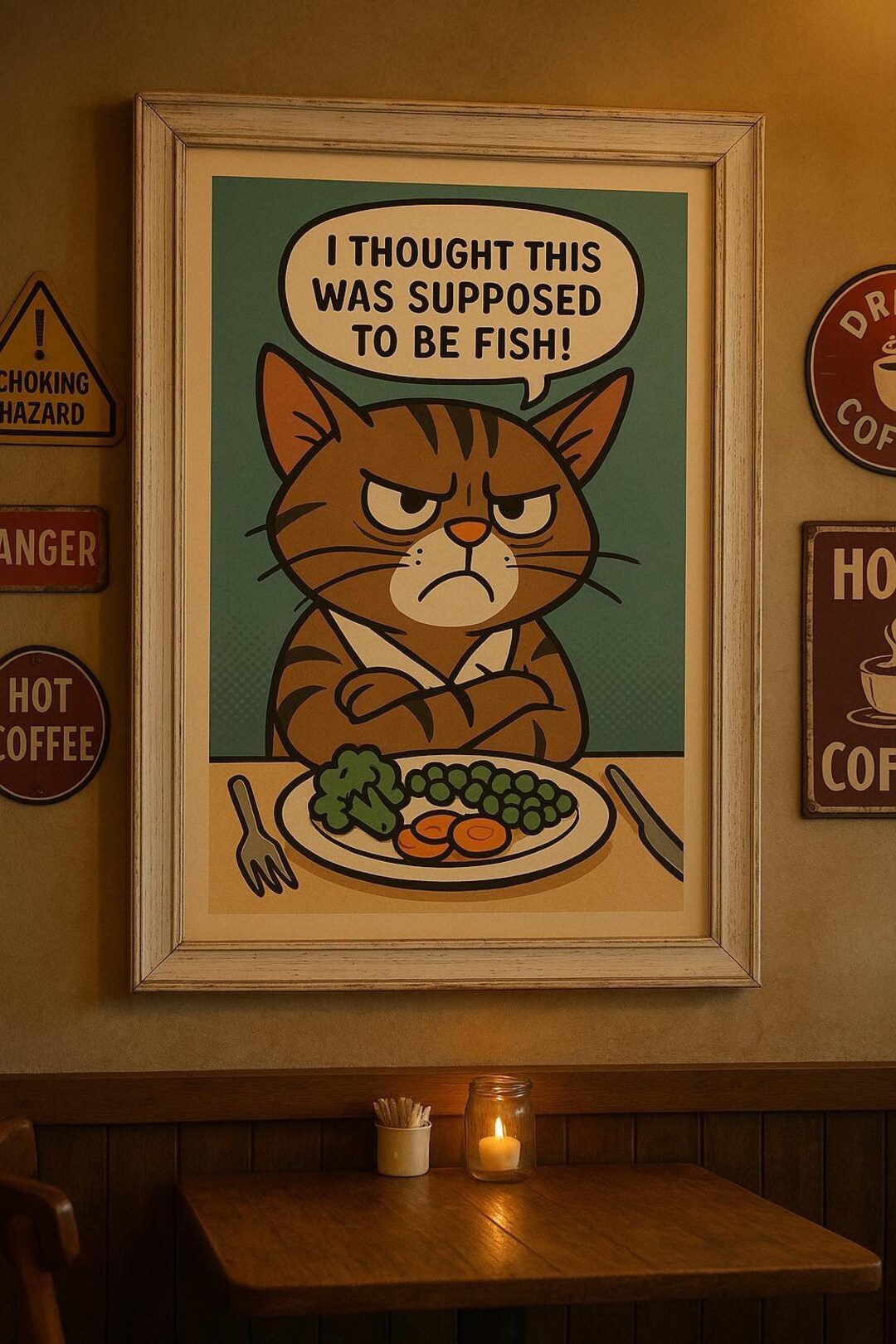 Restaurant Meems Wall Poster, Modern Restaurant Wall Deco, Meems ...