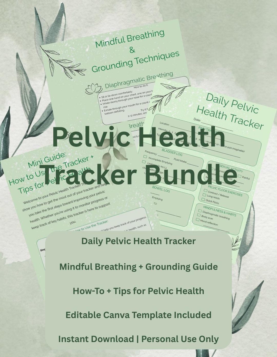 Pelvic Health Tracker Bundle | Printable + Editable | Bladder, Bowel ...
