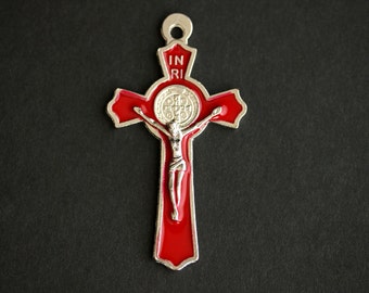 Lot of 2 Jesus Red Enamel Crucifix Rosary Cross Made in ITALY Silver ...