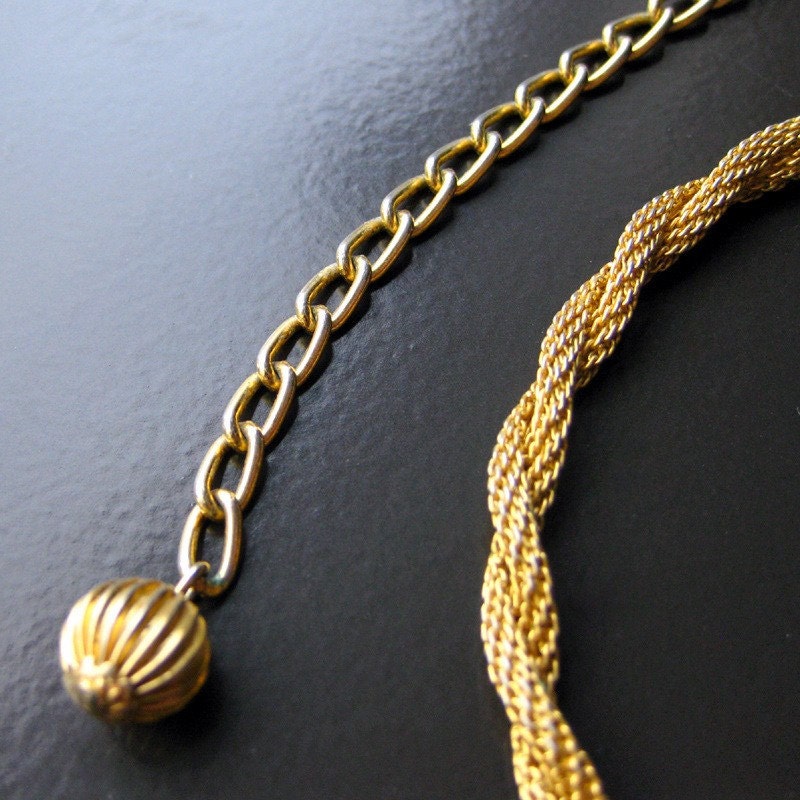 Vintage Gold Chain. Rope Chain with Rhinestones Vintage | Etsy