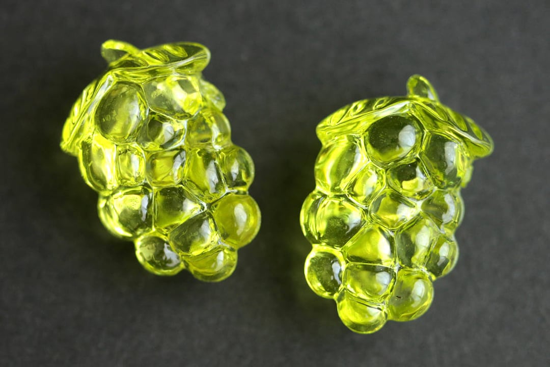 Two (2) Lime Green Grape Buttons. Bunch of Grapes Green Buttons. Clear ...