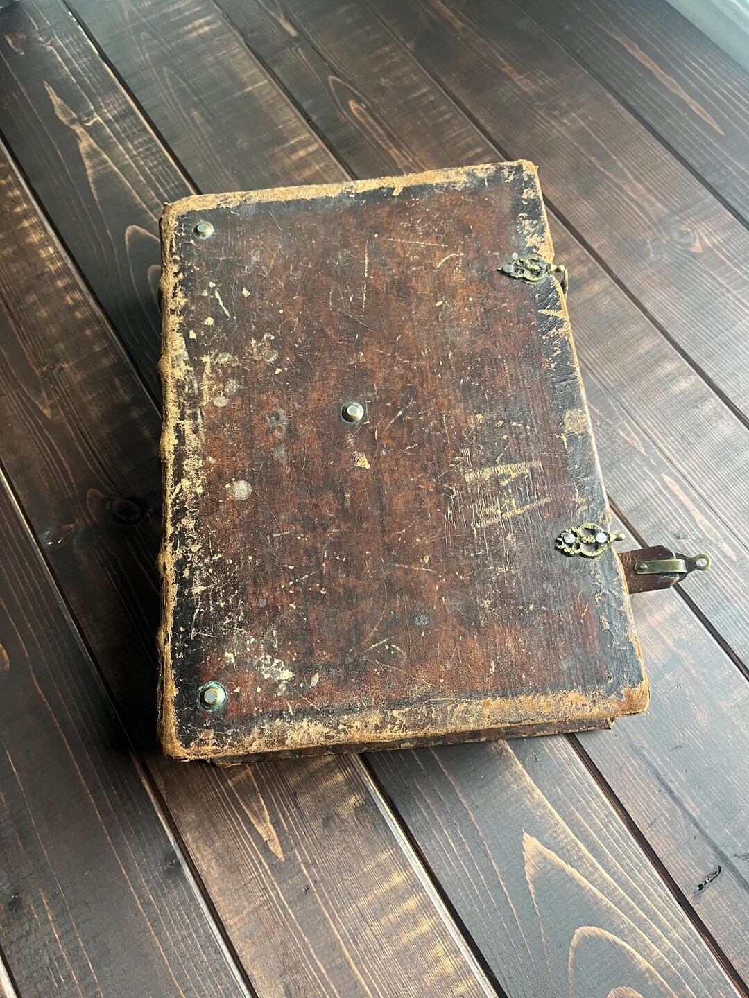 Antique 1858 Swedish Leather Bible Sjala-skatt/christian Scriver ...