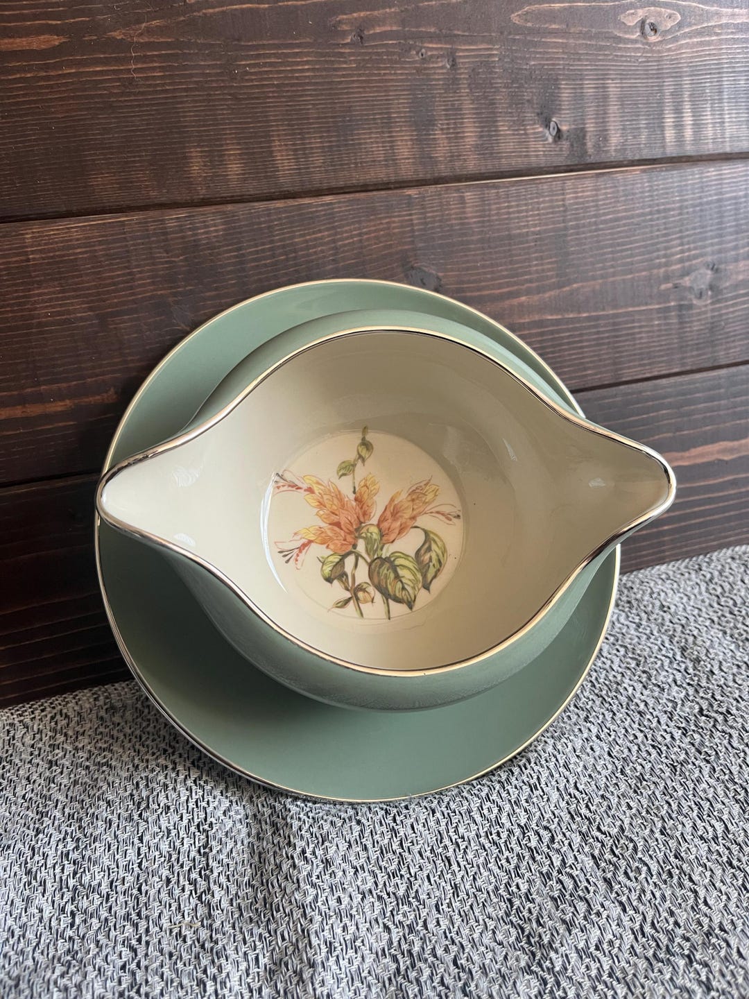 Flintridge China "avalon" Pattern Gravy Boat With Attached Underplate ...