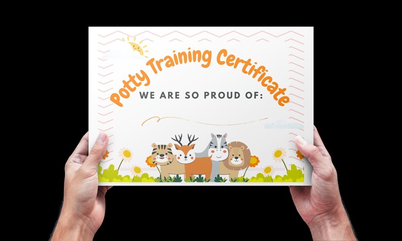 Printable Potty Training Certificate for Kids – Animal Theme | Cute ...