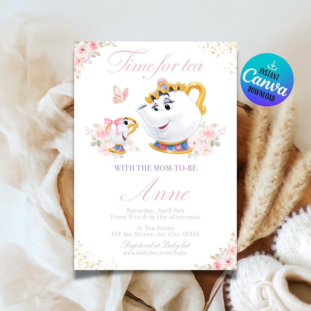 Mrs. Potts Tea Party Baby Shower Invitation Template (digital Download ...