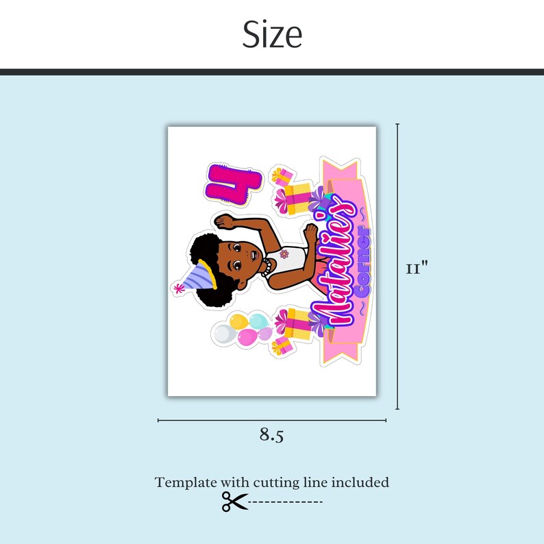 Gracies Corner Cake Topper - Personalized Birthday Decoration - Digital ...